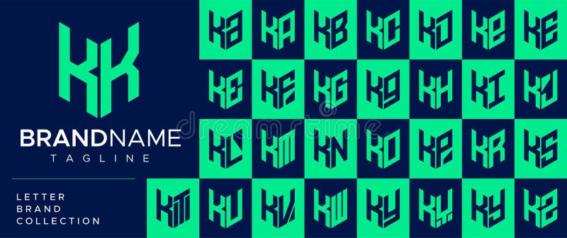 Modern Line Shield Letter K KK Logo Design Set. Simple Security Initial ...