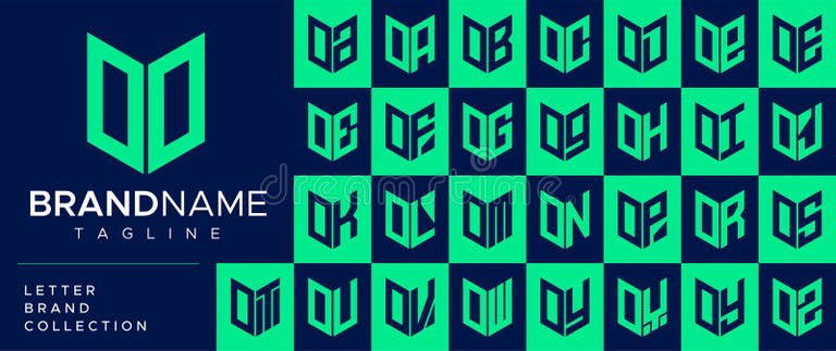 Modern Line Shield Letter O OO Logo Design Set. Simple Security Initial ...