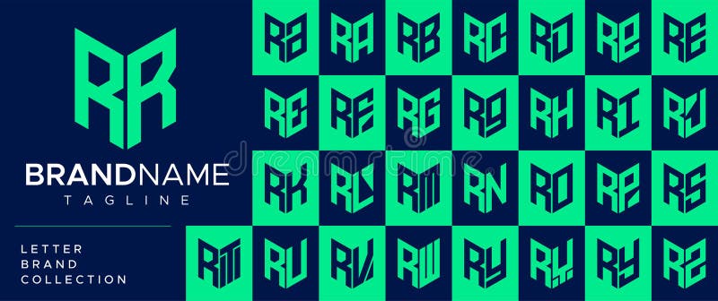 Modern Line Shield Letter R RR Logo Design Set. Simple Security Initial ...