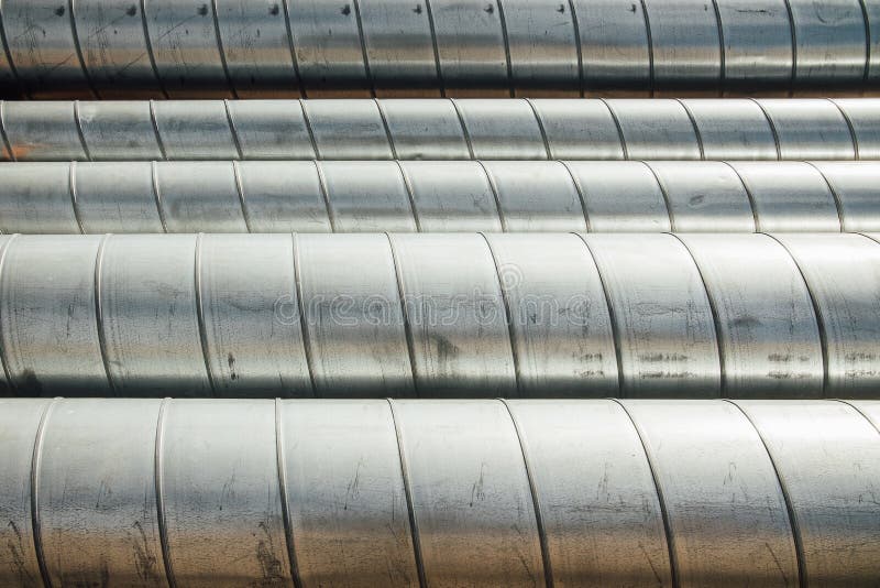 Modern Line of Steel Pipeline. Close-up Stock Image - Image of piping ...