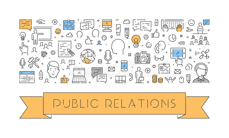 Modern Line Web Banner For Public Relations Stock Illustration ...