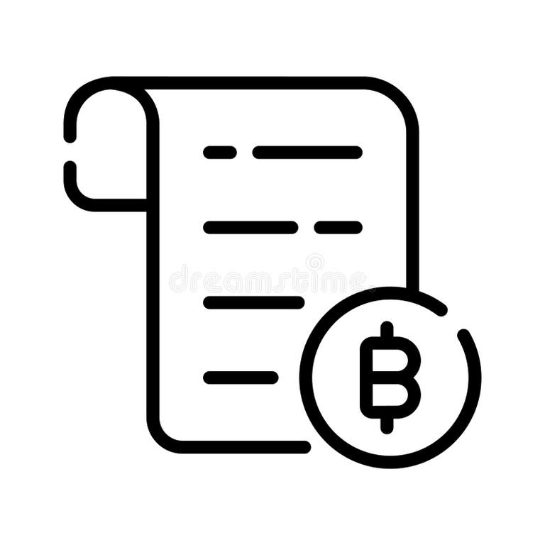 Modern Linear Icon of Bitcoin Statement Document Stock Illustration ...