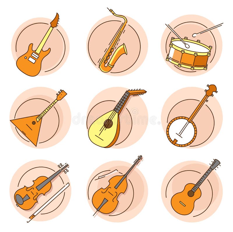Modern Linear Pictogram of Musical Instruments Stock Vector ...
