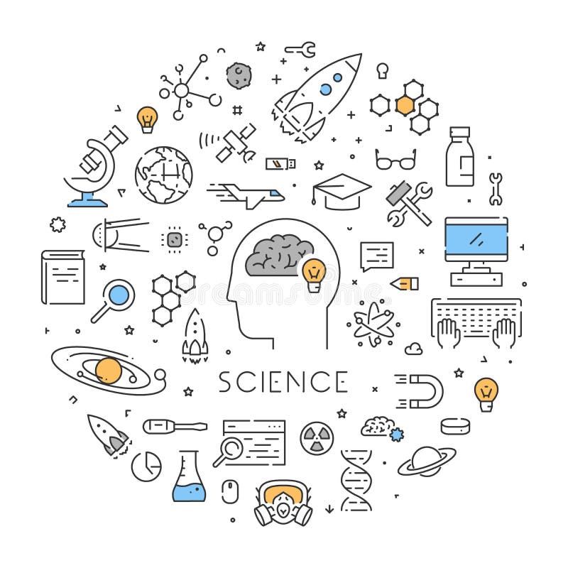 Modern Linear Round Banner for Science Stock Illustration ...