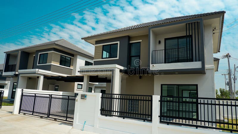 Modern Lined Housing Estate Community Background. Stock Image - Image ...