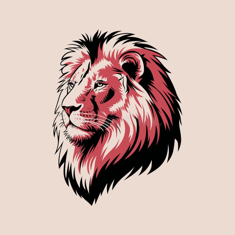 Modern Lion Illustration with Bold Lines and Regal Expression Stock ...