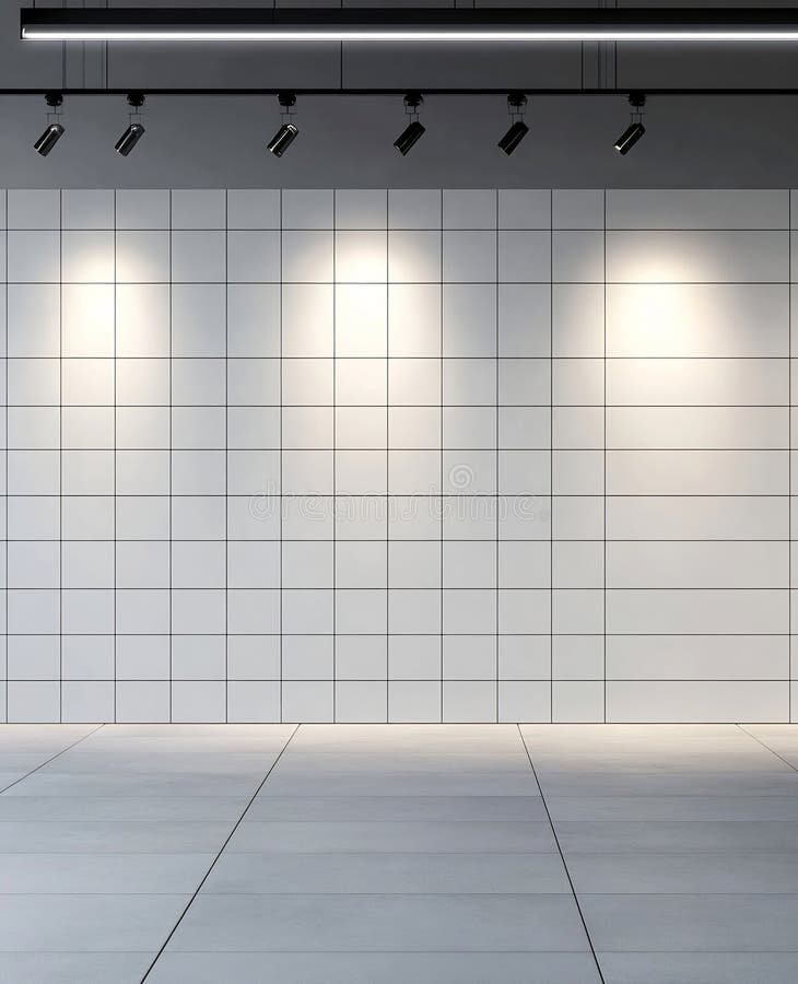 Modern Lit Gallery Interior Stock Photo - Image of decoration ...