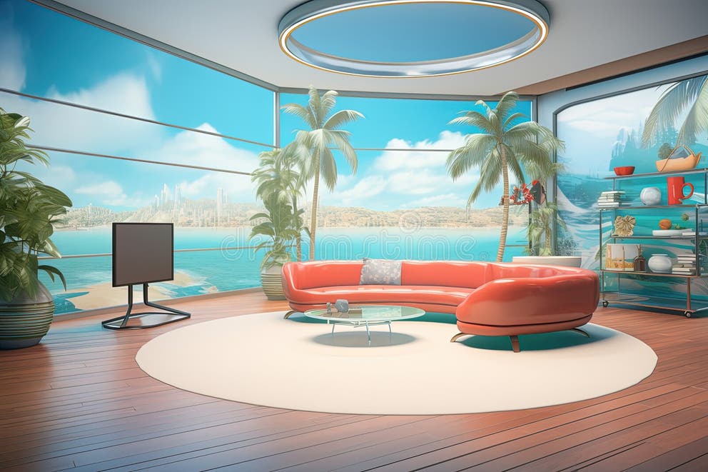 A Modern Live Broadcast Room Stock Illustration - Illustration of ...