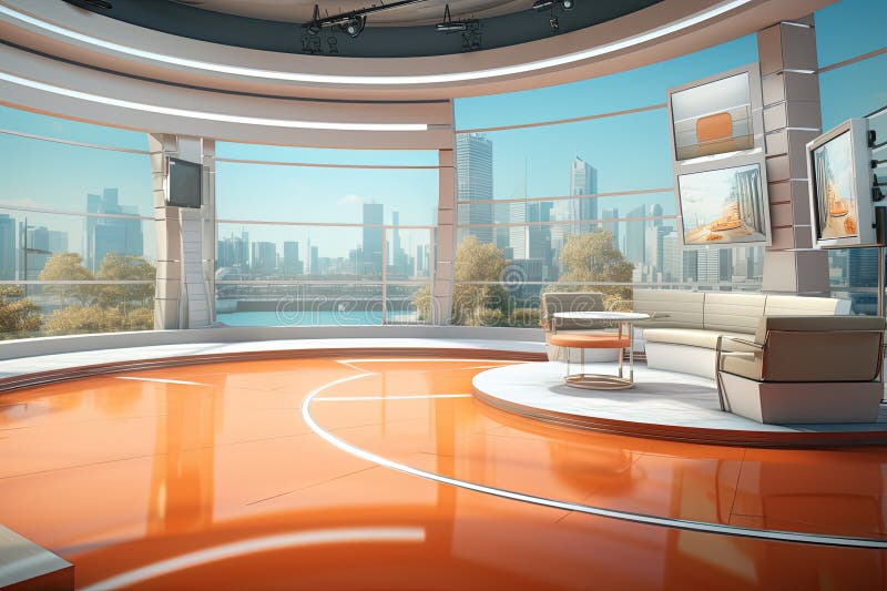 A Modern Live Broadcast Room Stock Illustration - Illustration of ...