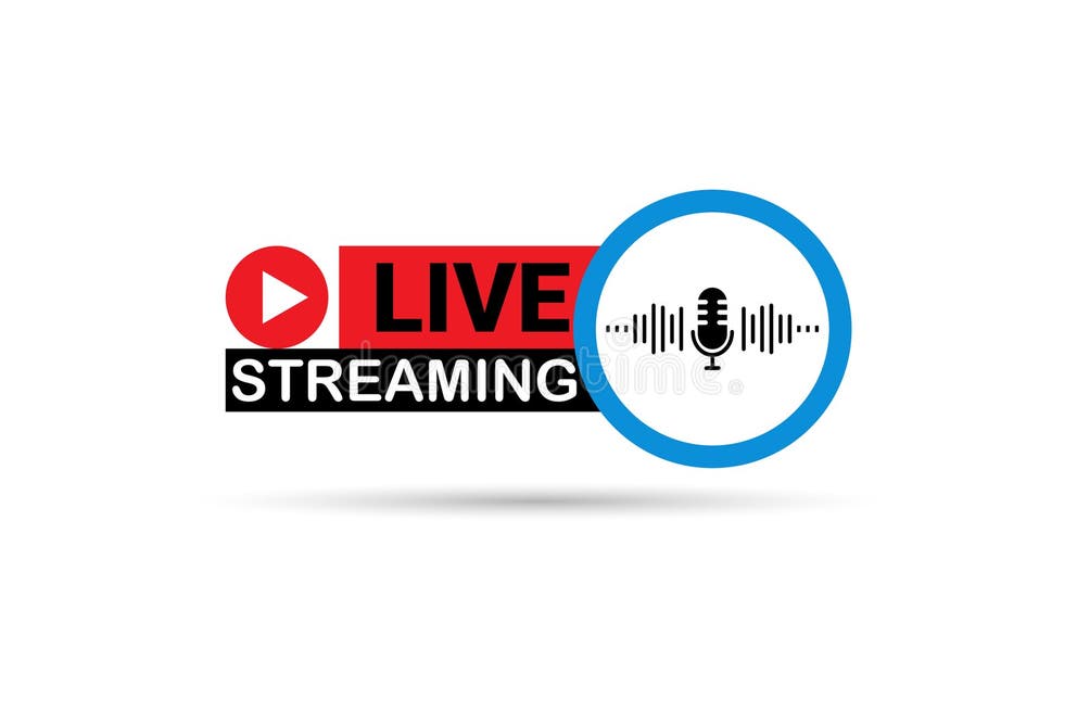 Modern Live Streaming Icon with Play Button and Microphone. Live ...