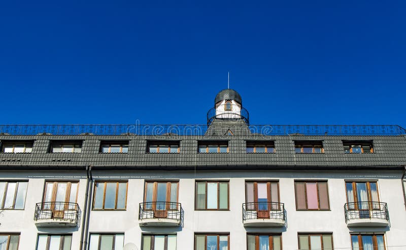 Modern Living Building Architecture Background Wall Windows Roof and ...