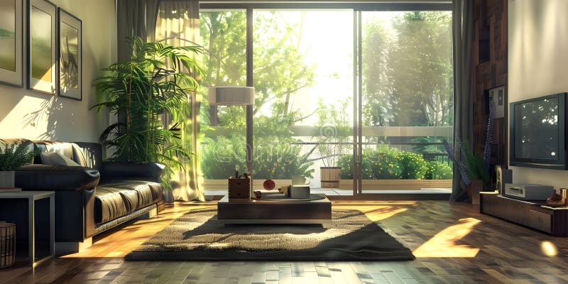 Modern Living Room Background Stock Illustration - Illustration of ...