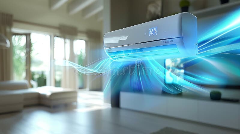 Modern Living Room Background Mockup of Generic Split Unit Air ...