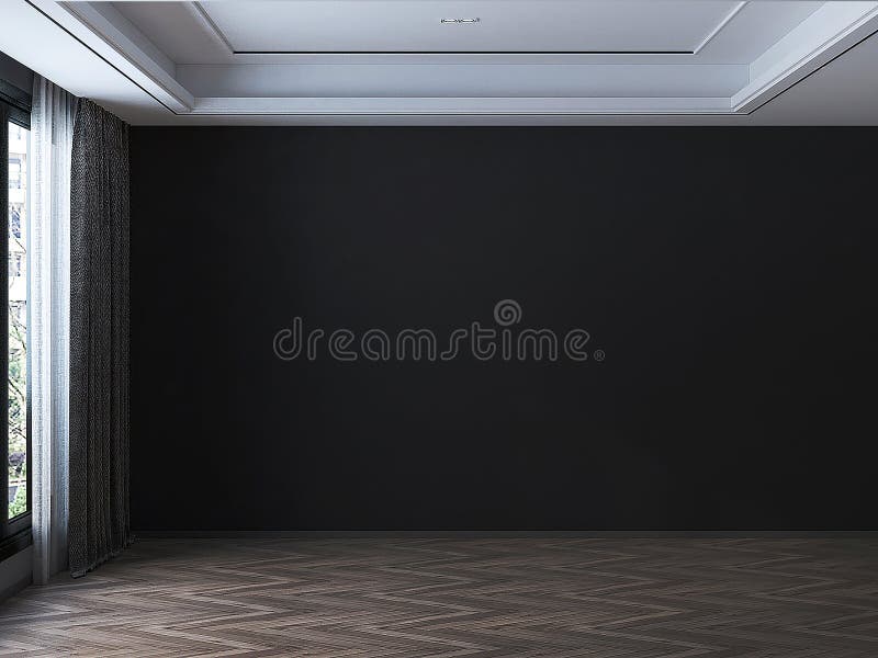 Modern Living Room and Black Pattern Wall Background. 3d Rendering ...
