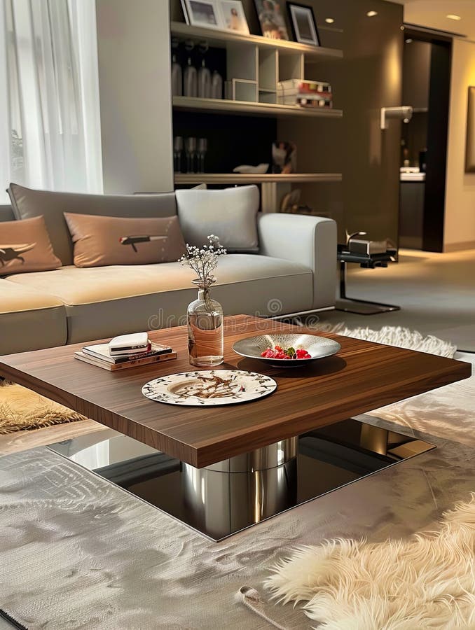 A Modern Living Room with a Coffee Table Stock Photo - Image of modern ...