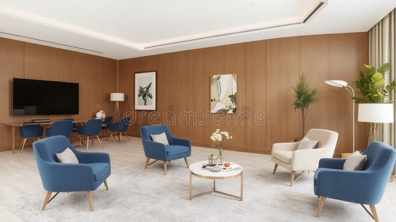 Modern Living Room with Comfortable Seating and a Large TV Stock ...