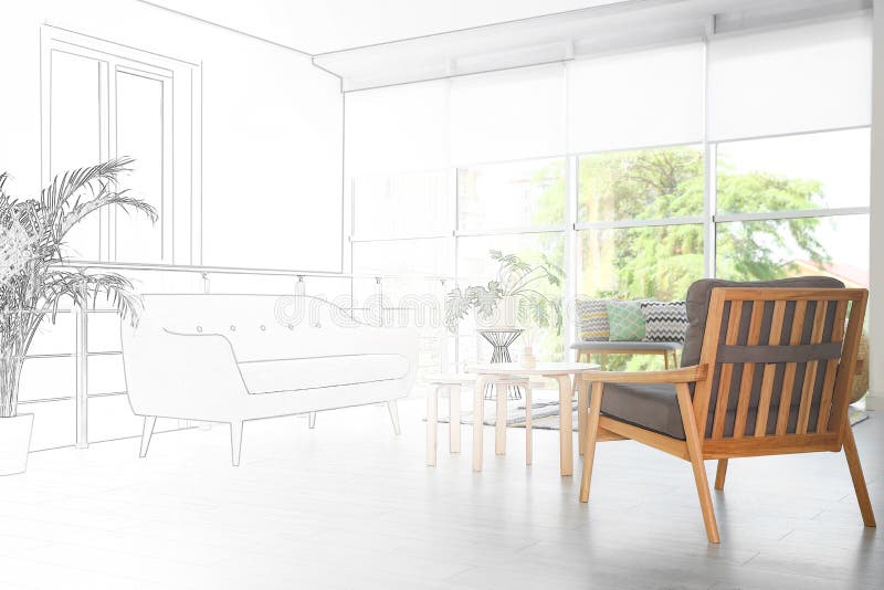 Modern Living Room with Sofa. Illustrated Interior Design Stock ...