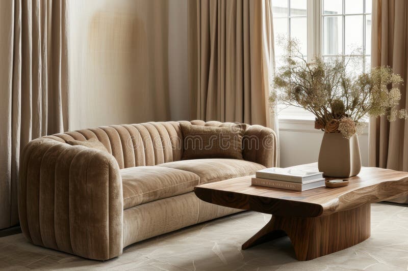 Modern Living Room Design with Mocha Mousse Sofa and Contemporary Decor ...