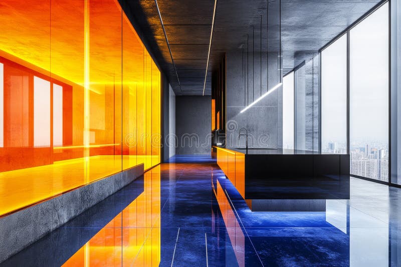 A Modern Living Room Equipped with Vibrant LED Strip Lighting is ...