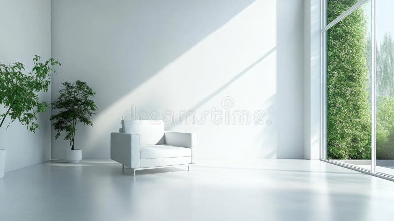 A Modern Living Room Features Ample Natural Light from Large Windows ...