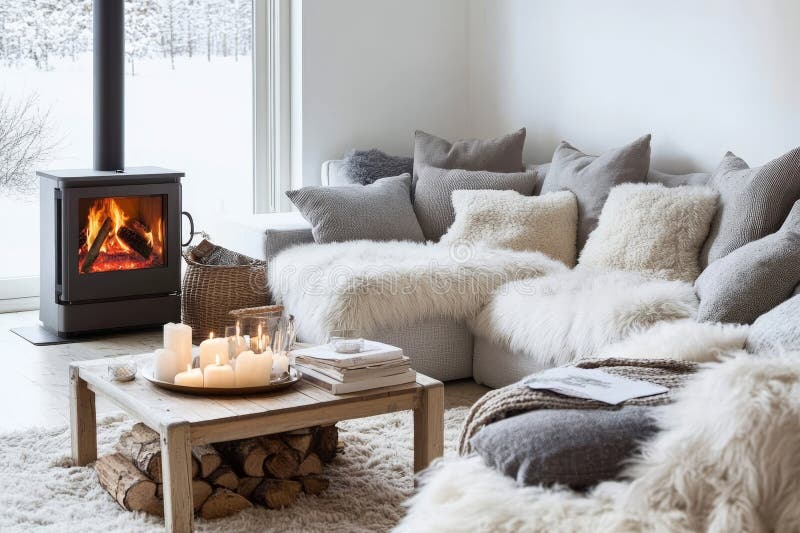 The Modern Living Room Features a Minimalist and Rustic Interior Design ...