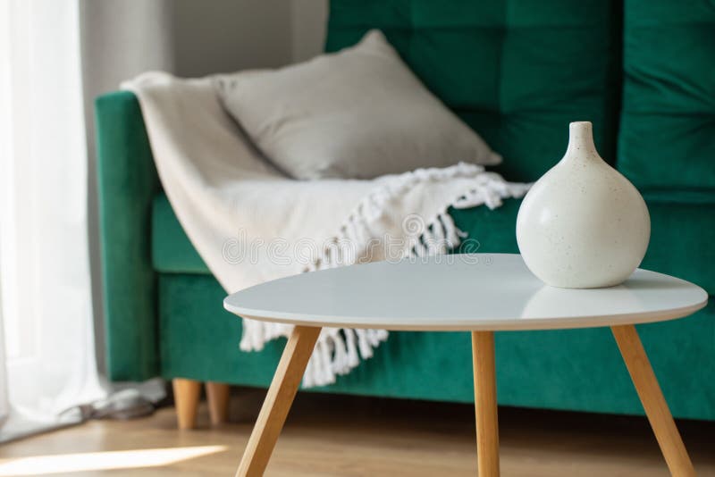 Modern Living Room with Green Coach Stock Image - Image of contemporary ...