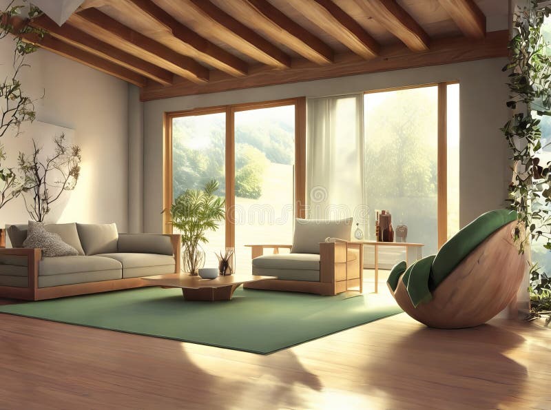 Modern Living Room with Industrial Chic in a Loft Environment. Stock ...