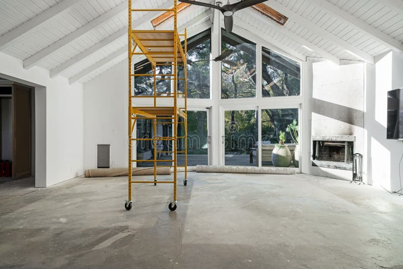 Modern Living Room Interior during of a Building Process Editorial ...