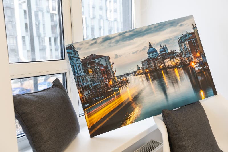 Modern Living Room Interior with Canvas. Stock Photo - Image of wrap ...