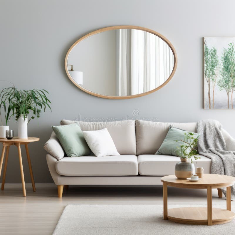 Modern Living Room Interior with Comfortable Sofa Armchairs and Big ...