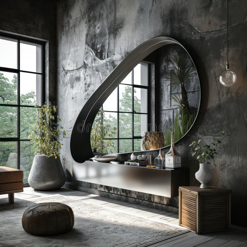 Modern Living Room Interior with Comfortable Sofa Armchairs and Big ...