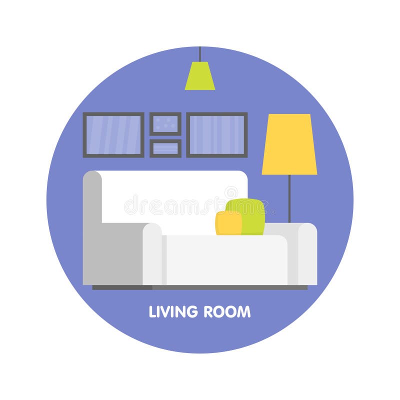 Modern Living Room Interior Design Icon. Vector Illustration Stock ...