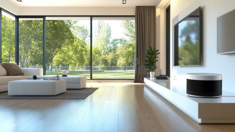 Modern Living Room Interior Design with Sunlight Streaming through ...