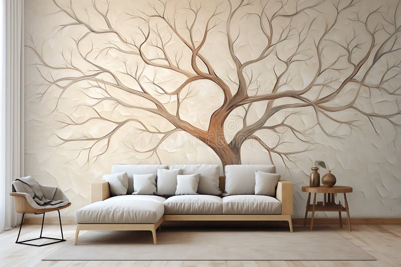 Modern Living Room Interior Design with White Sofa, Coffee Table and ...