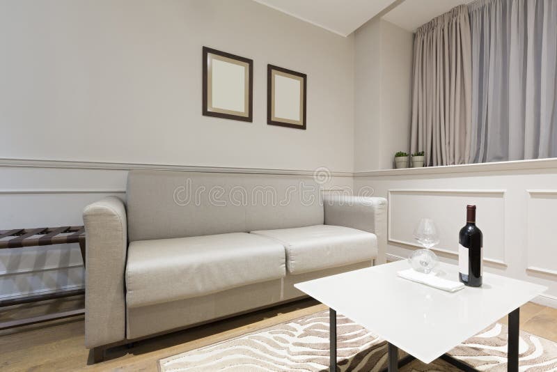 Modern Living Room Interior in the Evening Stock Photo - Image of ...