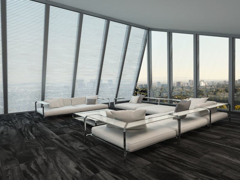 Modern Living Room Interior with Modular Sofas Stock Illustration ...