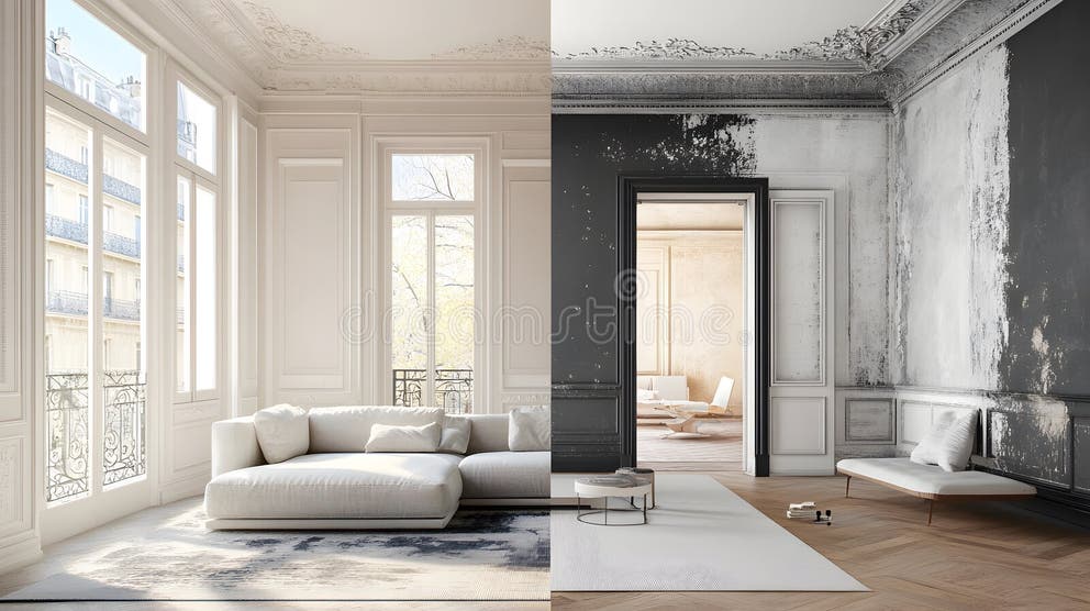 Modern Living Room before and after Interior Transformation for Home ...