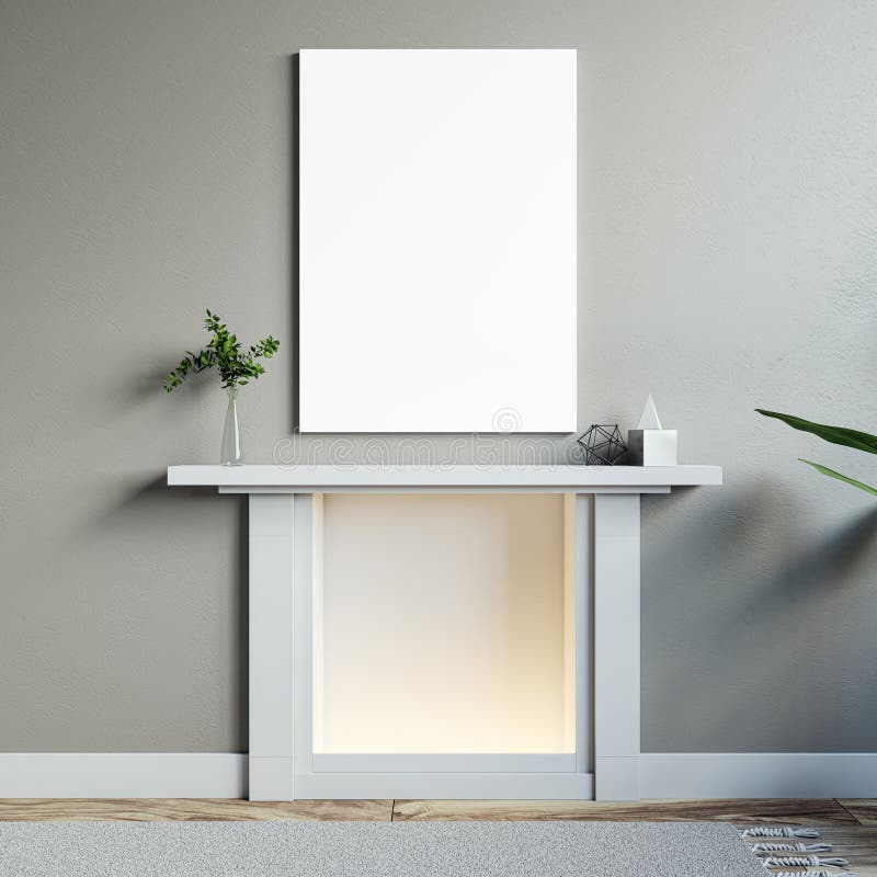 Modern Living Room Interior with Wall Installation and Empty Mock Up ...