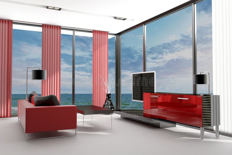 Modern Interior with Venetian Stucco Wall Stock Photo - Image of ...