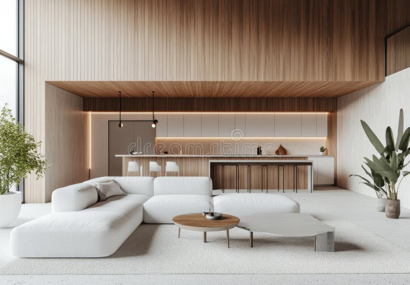 A Modern Living Room Mockup Featuring a Chill and Dining Zone Stock ...