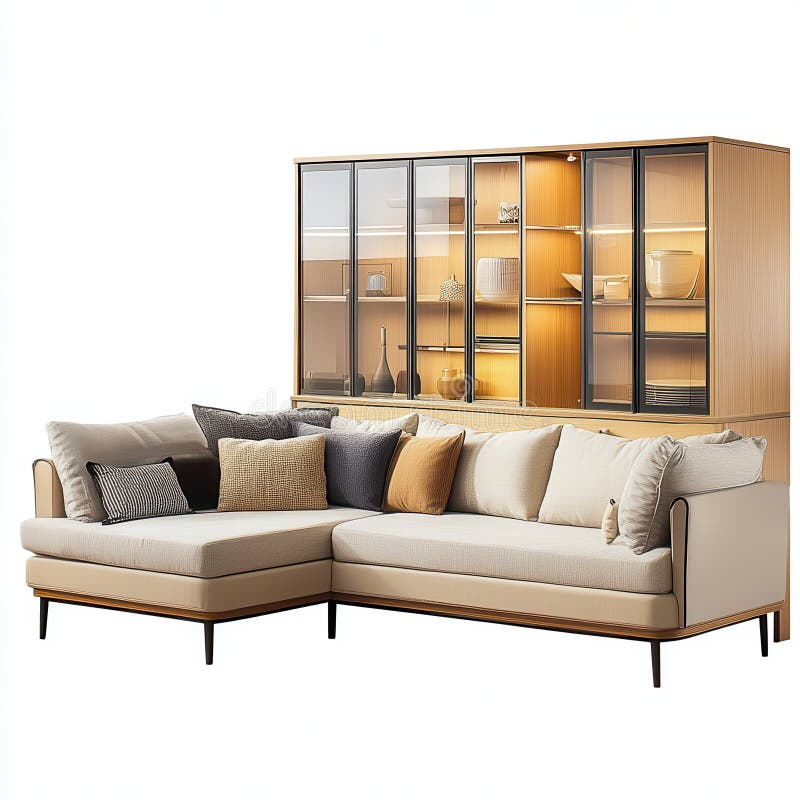 A Modern Living Room Setup Featuring a Sectional Sofa and a Stylish ...