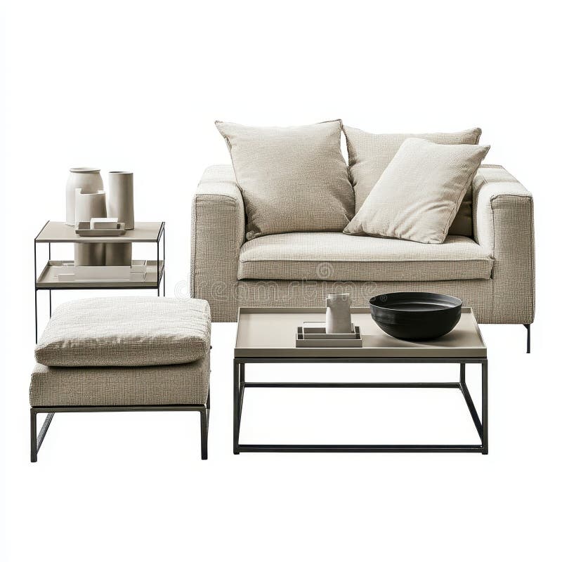 A Modern Living Room Setup Featuring a Sofa, Coffee Table, and ...