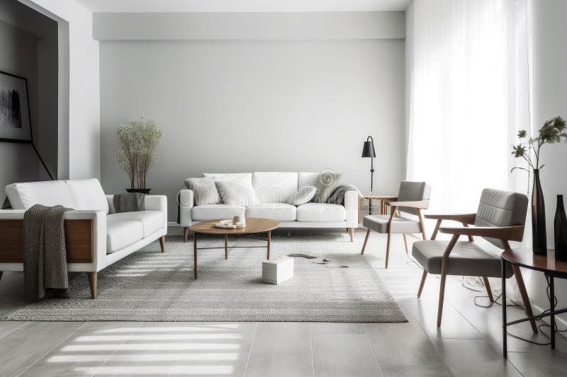A Modern Living Room with Sleek and Minimalist Decor, Featuring Clean ... A Modern Living Room with Sleek and Minimalist Decor, Featuring Clean ...