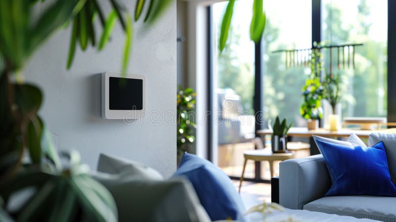 Modern Living Room with Smart Home Control Panel. Generative Ai Stock ...
