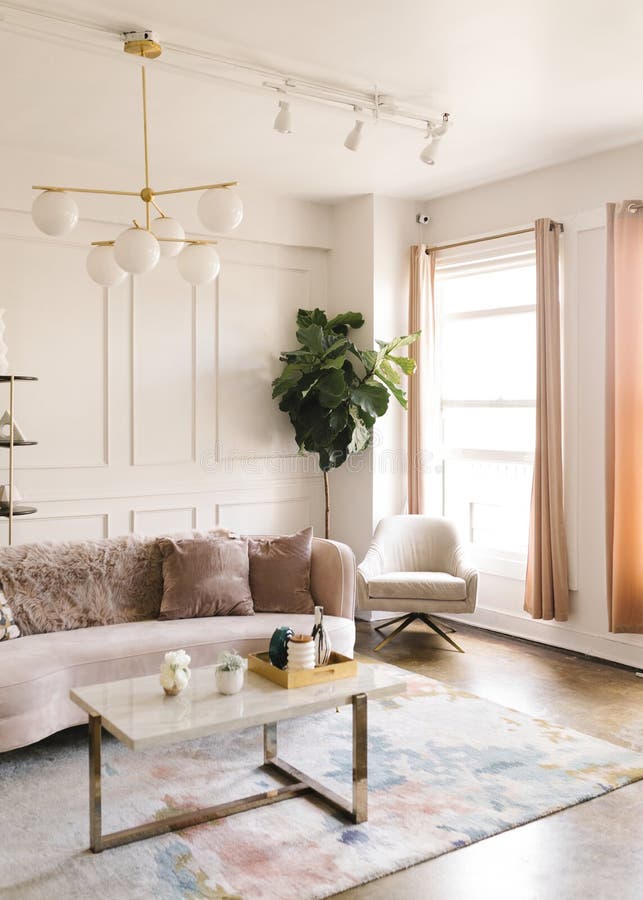 A modern living room style stock photo. Image of light - 217862930