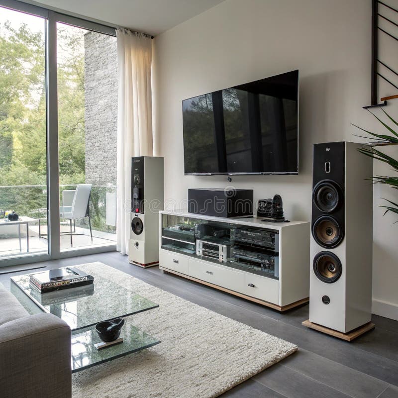 Modern Living-room with TV and Hifi Equipment Stock Photo - Image of ...