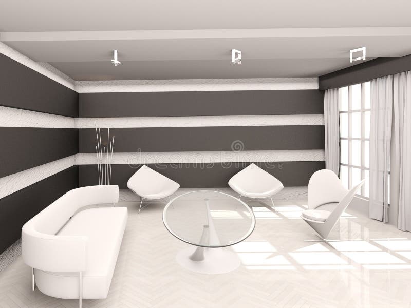 Hi-tech Modern Living Room Interer. Stock Illustration - Illustration ...