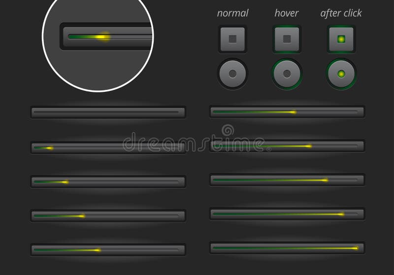Modern Loading Bar and Buttons Stock Vector - Illustration of position ...