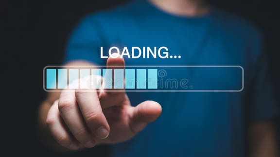Loading Screen Concept with Finger Touching Progress Bar for Website or Application Interface ...