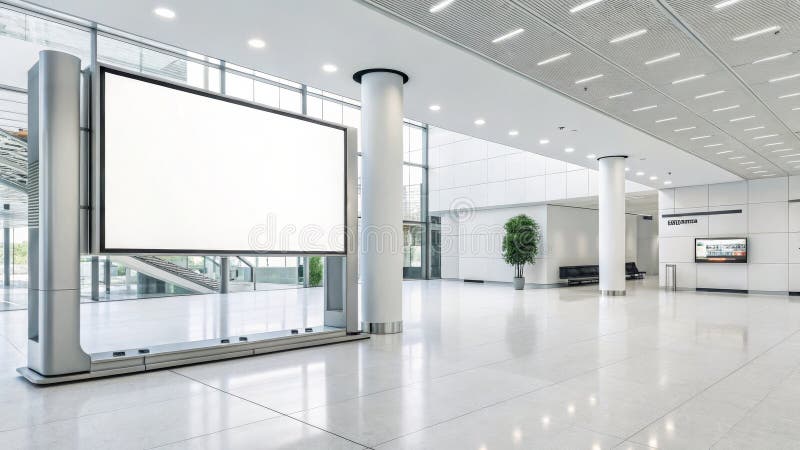 Modern Lobby Blank Billboard Mockup Large Format Display, Clean ...